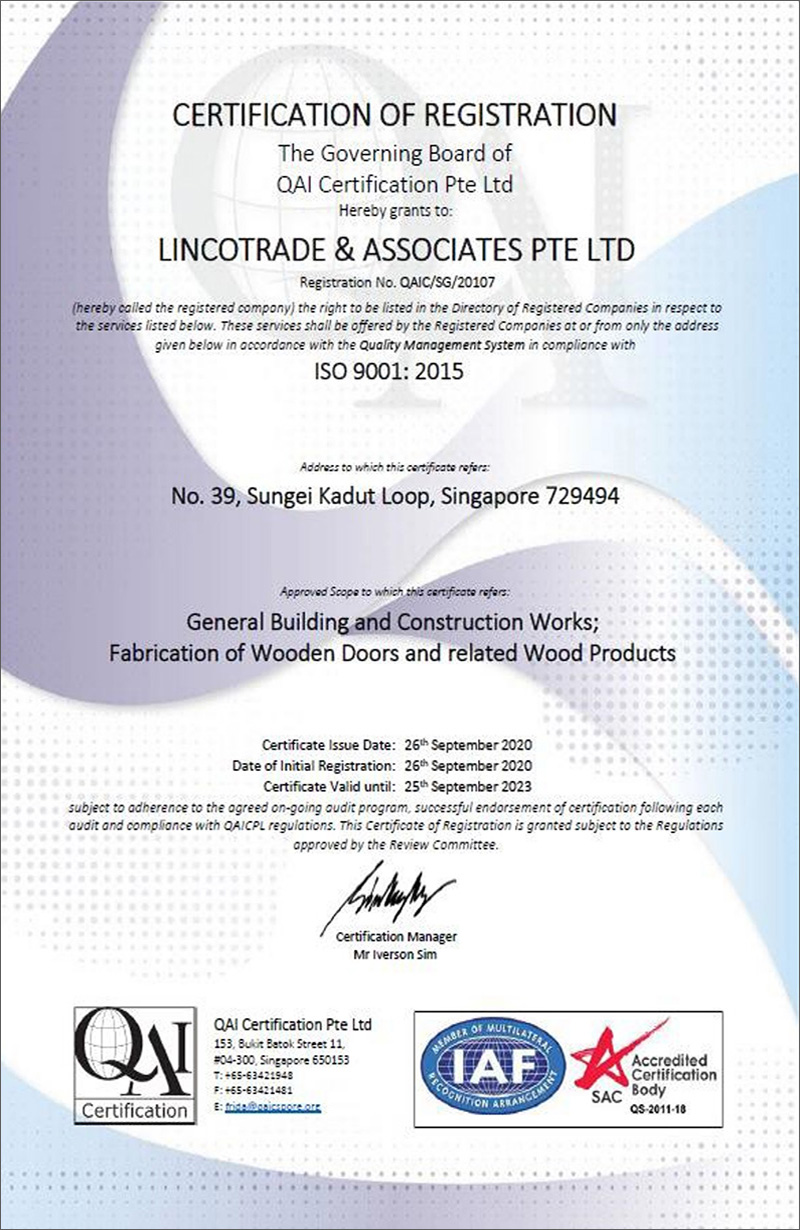 LINCOTRADE & ASSOCIATES PTE LTD :: Awards & Certifications